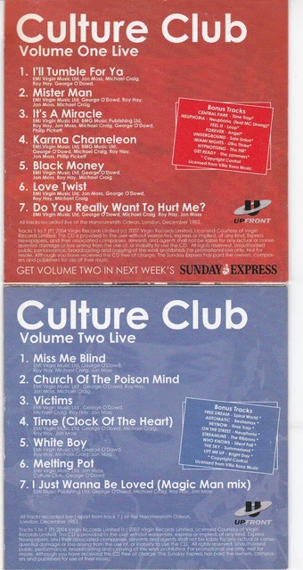 CULTURE CLUB GREATEST Hits LIVE ( SUNDAY EXPRESS Newspaper CDs ) EUR 3 ...
