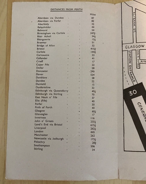 VINTAGE OFFICIAL STREET Plan and Map of Perth, Scotland 1952 Town Guide ...