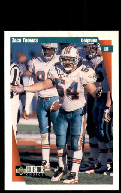 1997 COLLECTOR'S CHOICE Football Cartes Zach Thomas Miami Dolphins #168 ...