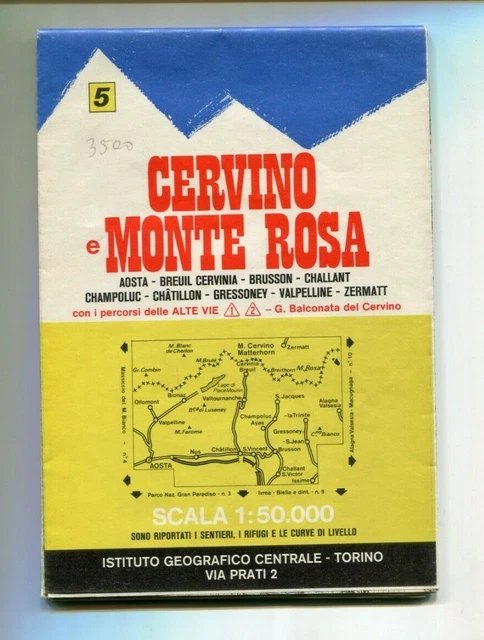 CARTA GEOGRAFICA CERVINO E MONTE ROSA I.G.C Torino Cartina EUR 4,90 ...