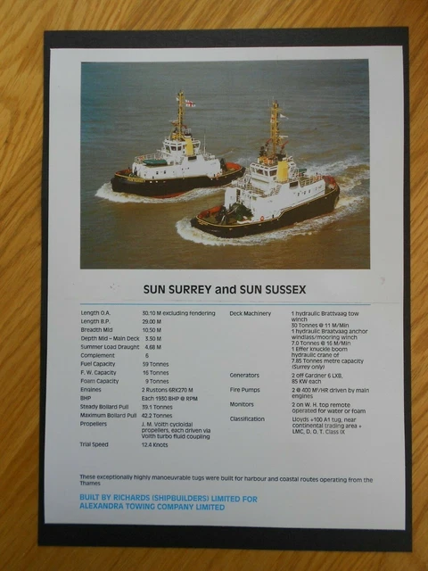 MARINE DATA SHEET- Alexandra Towing Co Ltd Liverpool-Tugs Sun Surrey ...