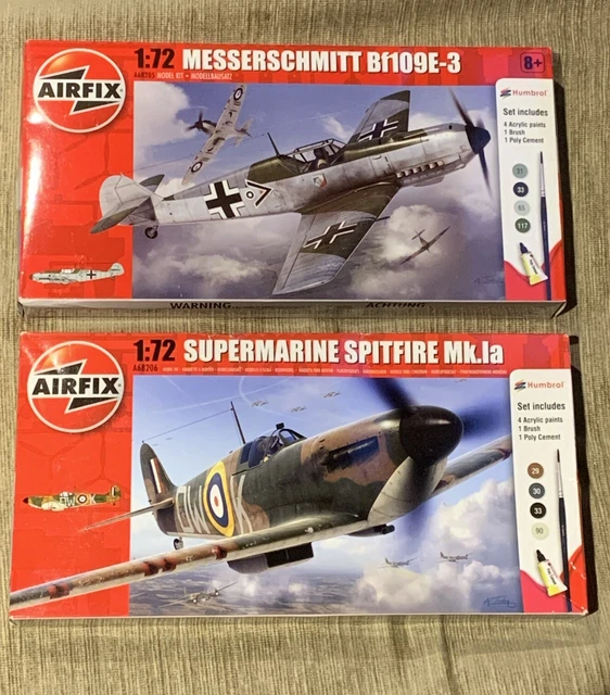 AIRFIX 1:72 SUPERMARINE Spitfire Mk.1a A68206 & Messerschmitt Bf109E-3 A68205 £22.75 - PicClick UK