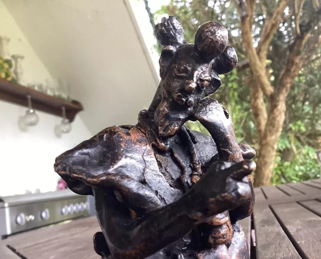 ANCIENNE SCULPTURE HOMME en bronze objet de curiosité asiatique ...