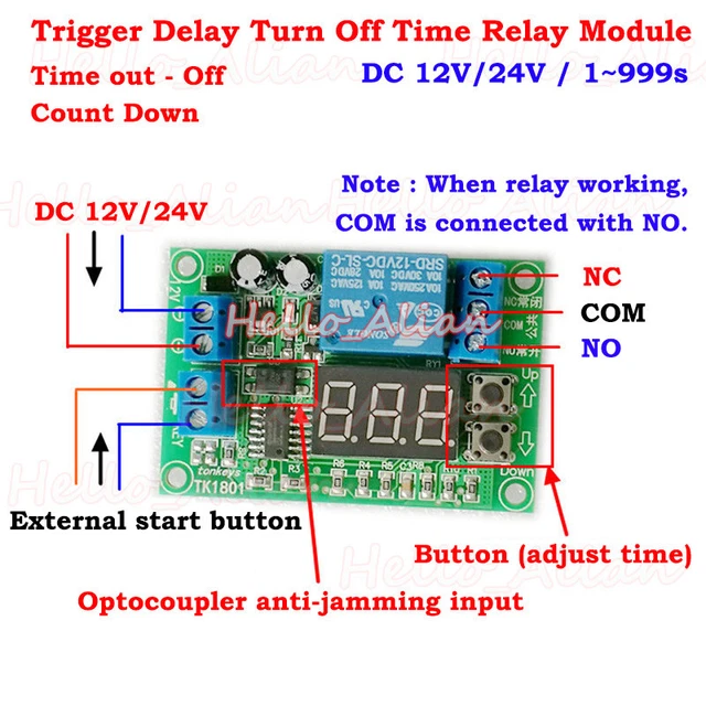 DIGITAL LED TRIGGER Adjustable Timer Countdown Delay Time Turn Off ...