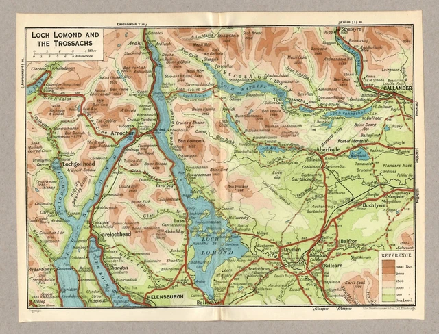 1930 VINTAGE FOLDING Map of Loch Lomond & the Trossachs John ...