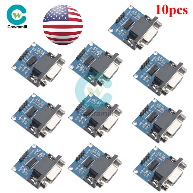 10PCS MAX3232 RS232 To TTL Converter Module COM Serial Port Board ...