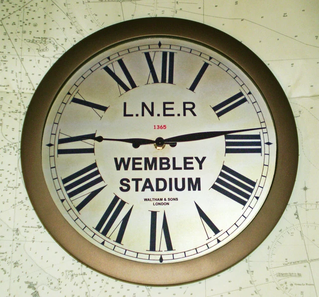 LNER RAILWAY VINTAGE Style Waiting Room Clock, Wembley Stadium Station ...