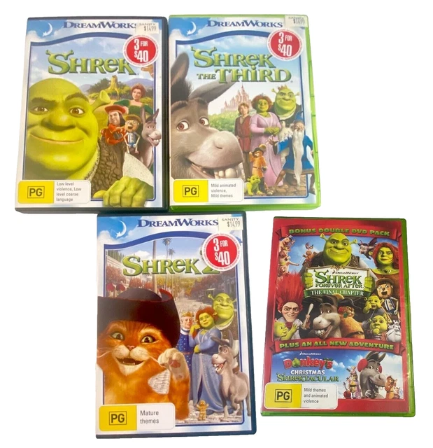 SHREK DVD REG 4: Shrek: 1,2, 3, 4 + Donkey's Christmas Shrektacular 5 ...