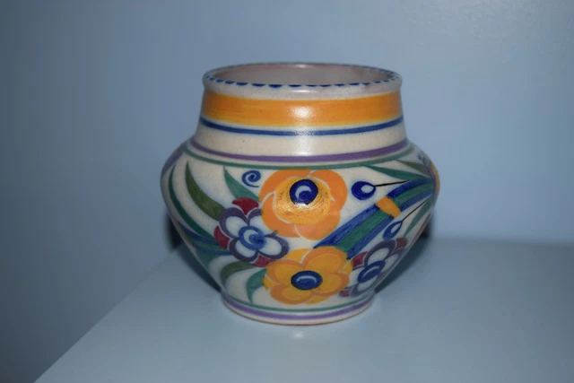 A RARE CARTER Stabler Adams Poole vase ED "Fushia" pattern by Truda ...