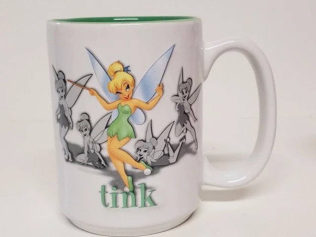 DISNEY PARKS TINKER Bell "Tink" Raised 3D Coffee Mug White Green 16oz ...