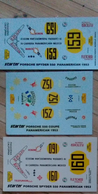 LOT 3 DECAL PORSCHE 550 spyder Panamericaine 1953 - 1/43°-- EUR 6,00 ...