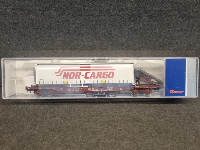 ROCO H0 76222 AAE Taschenwagen T3, LKW-Auflieger Nor-Cargo, TOP, Neu_02 ...