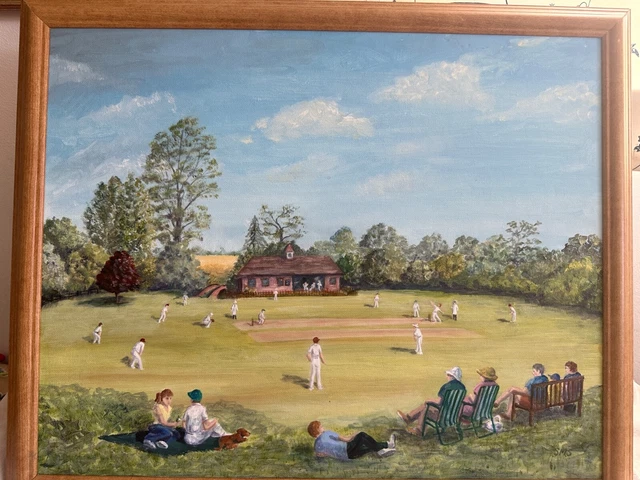 SHEILA M STAPLES - Village Cricket, Ashorne, Warcs Original Acrylic on ...