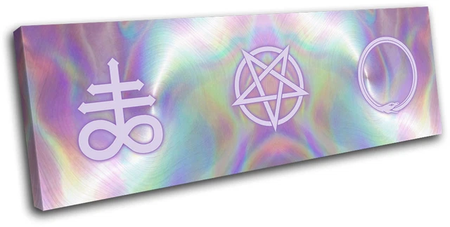 SATANIC SYMBOLS PETAGRAM Devil Religion SINGLE TOILE murale ART Photo ...