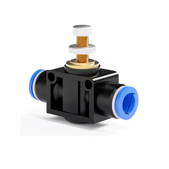 PNEUMATIC FLOW CONTROL Valve Connector Push In Fitting Air Line Tube ...