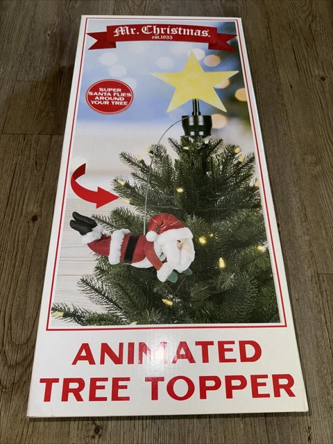 MR CHRISTMAS RARE Animated Tree Topper Star & Super Santa Flies Around ...