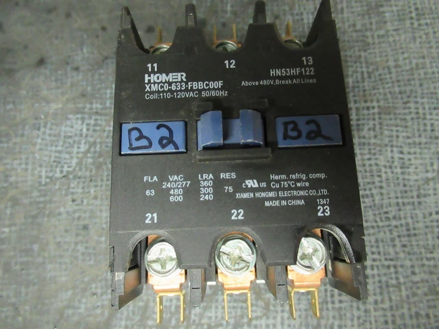 HOMER / CARRIER Contactor Hn53Hf122 Xmco-633-Fbbc00F 600V 63A 75A/Res ...