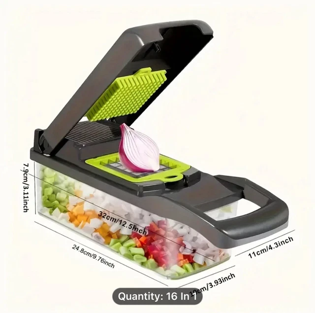 16 IN 1 Vegetable Chopper Fruit Salad Mandolin Slicer Food Dicer Cutter ...