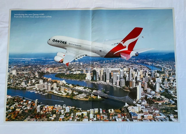 QANTAS AIRLINES BOEING A380 Aeroplane Large Plane Poster W 75cm * H ...