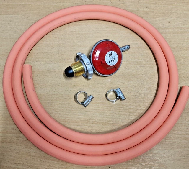 PROPANE GAS REGULATOR with Hand Wheel and 2 Metre 8mm ID Hose Pipe And ...