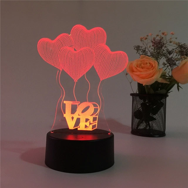 3 D LED Touch Lamp Bedside Heart-shaped Light Love Gesture Night £17.98 ...