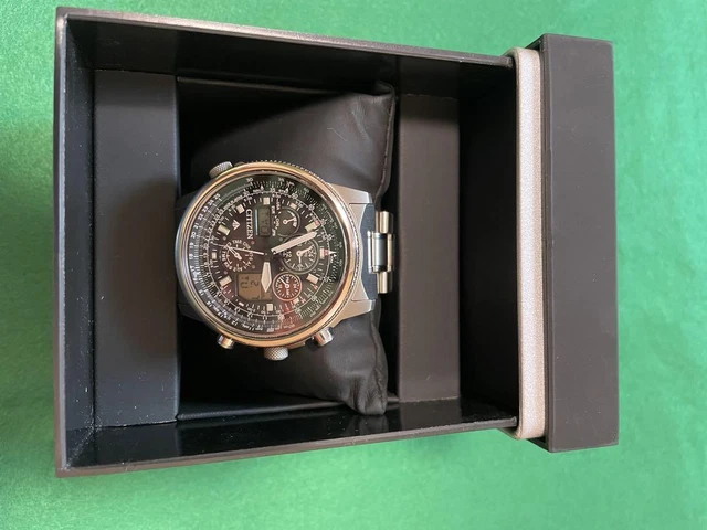 CITIZEN PROMASTER DIGI-ANA Black Silver Round Quartz Mens Watch Auth ...