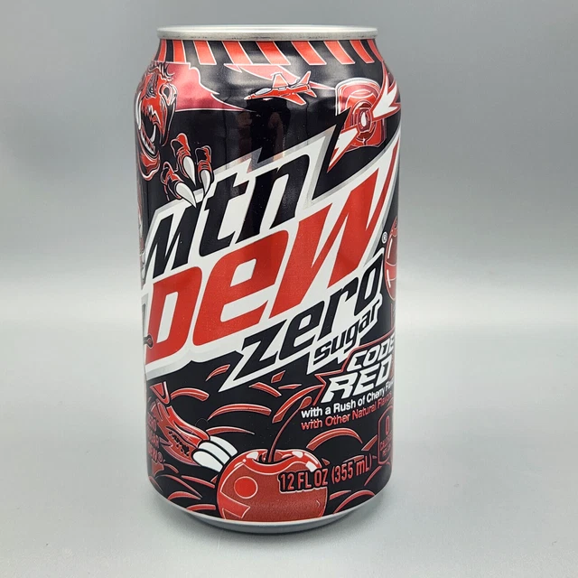 MOUNTAIN DEW CODE Red Zero Sugar Soda Can - FULL Unopened - Hard to ...