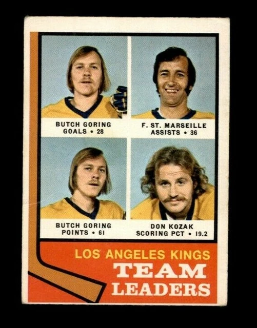 1974-75 O-PEE-CHEE #98 Kings Leaders/Butch Goring excellent état (réf ...