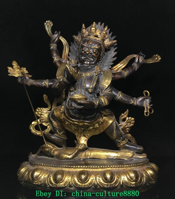 18.5 &VIEUX BOUDDHA mahabharata Qi en cuivre pur tibétain plaqué or à six mains EUR 888,00 ...
