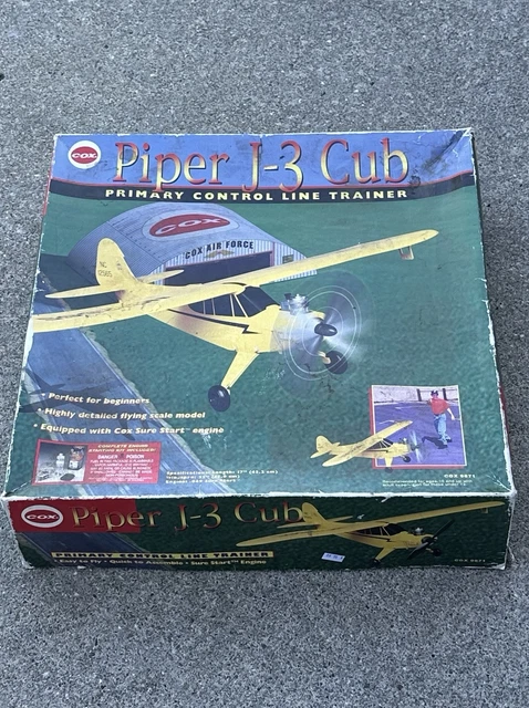 VINTAGE COX PIPER J-3 Cub Primary Control Line Trainer Airplane Kit $50 ...