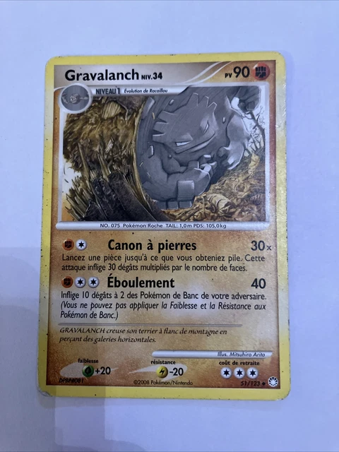CARTE POKÉMON GRAVALANCH 51/123 Unco DP Trésors Mystérieux NM PROCHE ...