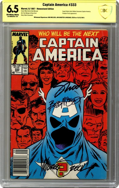 CAPTAIN AMERICA #333D CBCS 6.5 Newsstand SS McLeod/ Shooter/ Zeck 1987 ...