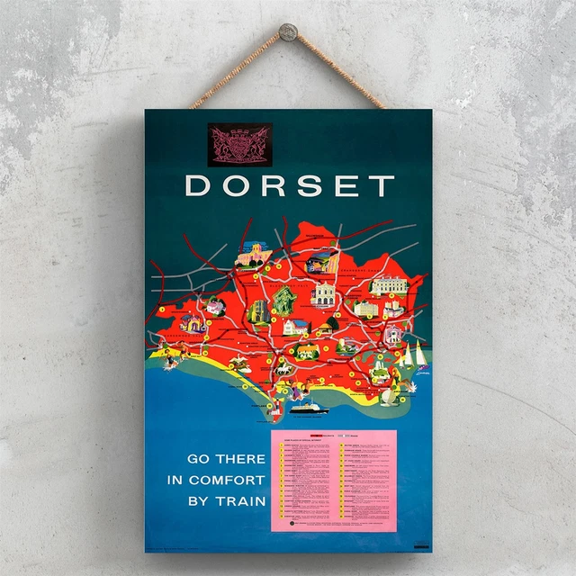 MAPPA DORSET POSTER Originale Ferrovia Nazionale Su Targa Decorazione ...