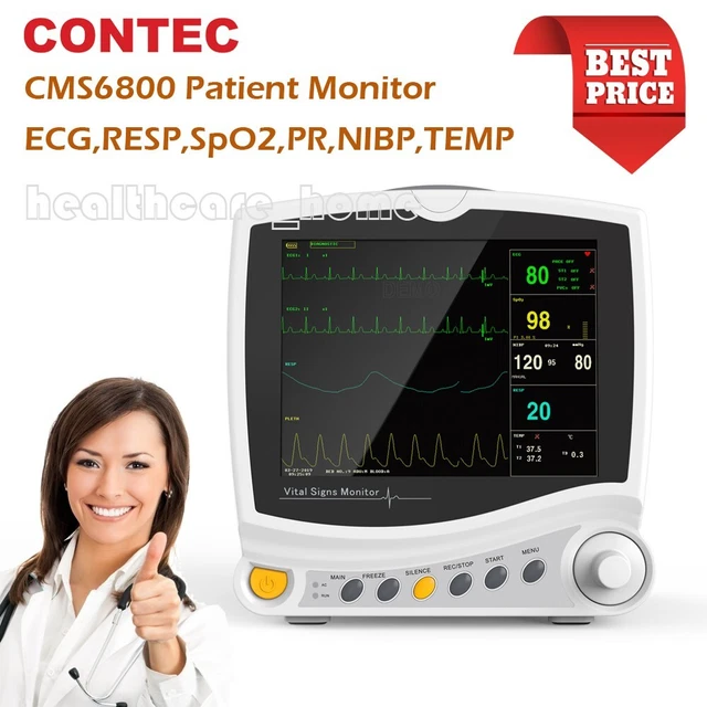 VITAL SIGNS MONITOR Patient Monitor 8 Inch ICU Cardiac Monitor ECG,NIBP ...