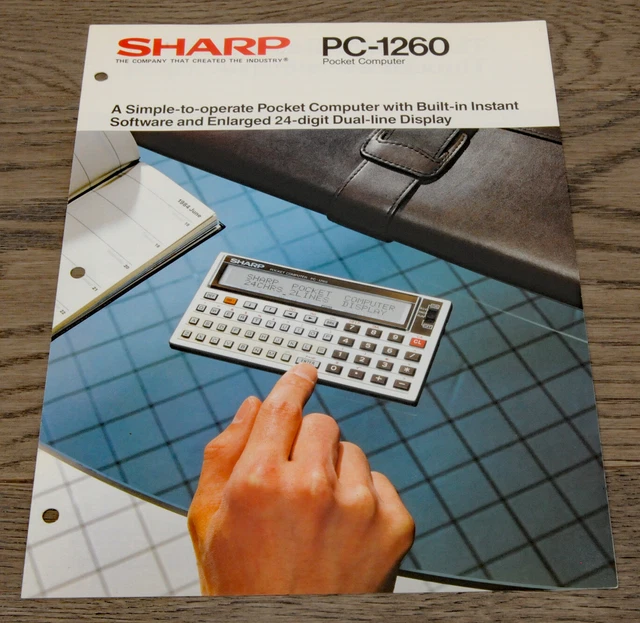 RARE BROCHURE DE vente/publicité vintage originale Sharp PC-1260 pour ordinateur de poche EUR 29 ...