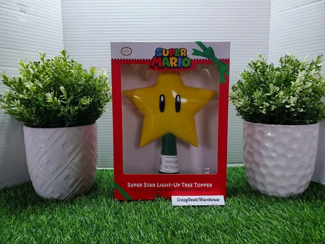 SUPER MARIO STAR Light Up Christmas Tree Topper Nintendo Collectible 9 ...
