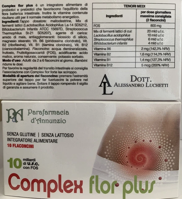 COMPLEX FLOR PLUS 10 Flaconcini Pre-Probiotici Dottor Alessandro ...