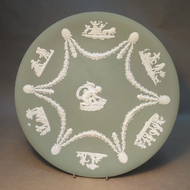 VINTAGE WEDGWOOD GREEN On White Jasperware Cake Plate £12.99 - PicClick UK