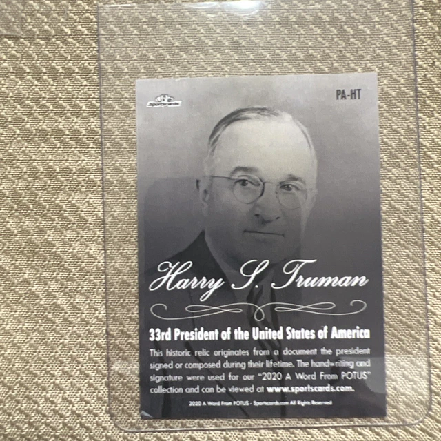 2020 A WORD From POTUS Harry S. Truman Handled Relic #PA-HT $4.13 ...