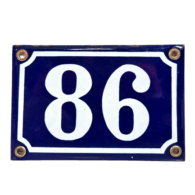 VINTAGE FRENCH BLUE house address number enamel sign plaque 86 Paris ...