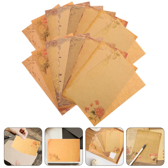 40 SHEETS KRAFT Paper Border Design Retro Writing Stationery £9.38 ...