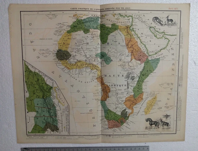 ANTIQUE COLOR MAP 1871 TH. Joly Political Map of Africa £7.20 - PicClick UK