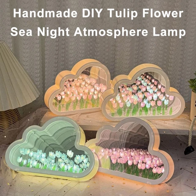 HANDMADE DIY TULIP Flower Sea Night Atmosphere Clouds Lamp LED Night ...