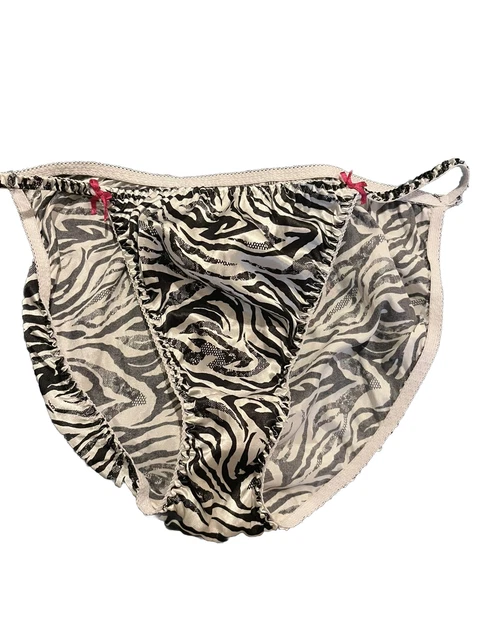 VINTAGE JOE BOXER Satin String Bikini Panties Size 10 Pretty Zebra ...