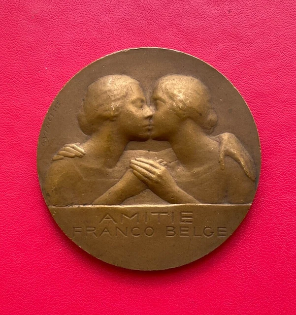 BELLE MÉDAILLE EN bronze Amitié Franco-Belge MCMXIV MCMXVIII EUR 75,00 ...