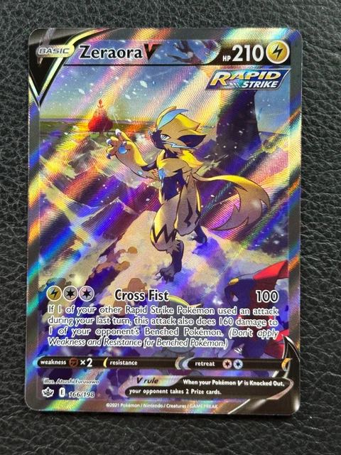 POKEMON CARTE ZERAORA V 166/198 Chilling Reign Holo Ultra- Rare English ...