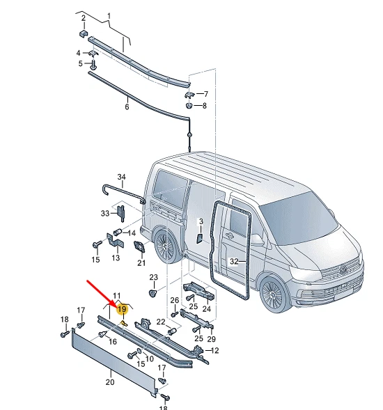 VW TRANSPORTER T6 Sliding Door Guide Rail Securing Bracket 7H0843543 ...