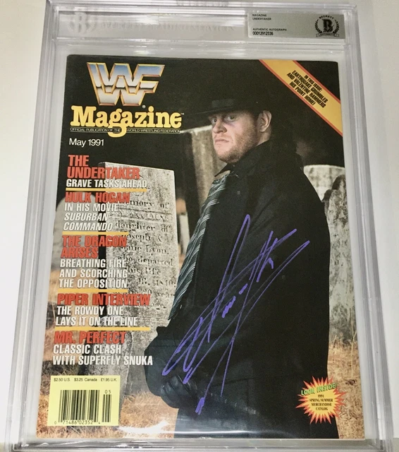 THE UNDERTAKER SIGNED Wrestling Magazine WWF MAY 1991 WWE BECKETT BAS ...