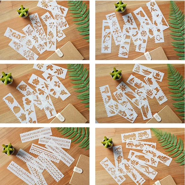 8 PCS LACE Ruler Template Child Letter Stencils Painting Templates $19. ...