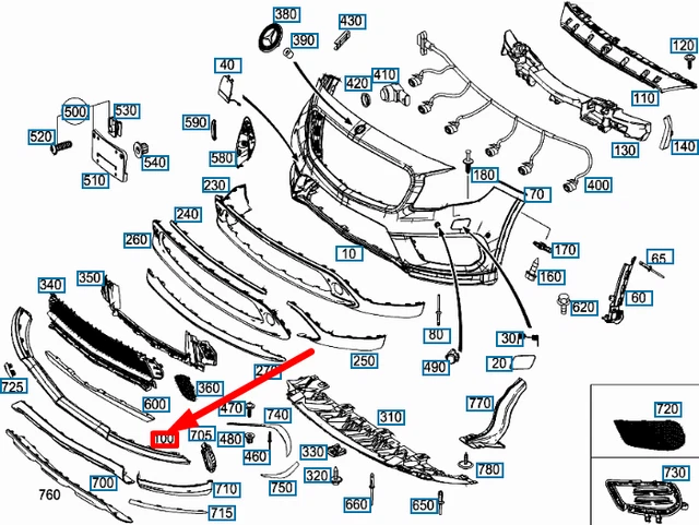 MERCEDES-BENZ GLA X156 AMG Avant Pare-Choc Bas Bordure A1568854125 Neuf ...